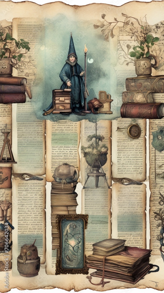 Best wizard fantasy old paper junk journal stock photos Ai generated ...