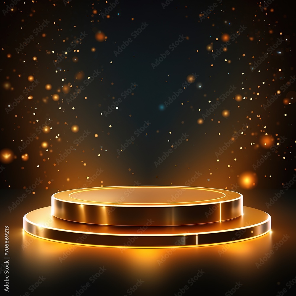 Gold podium for product presentation vector illustration. Abstract ...