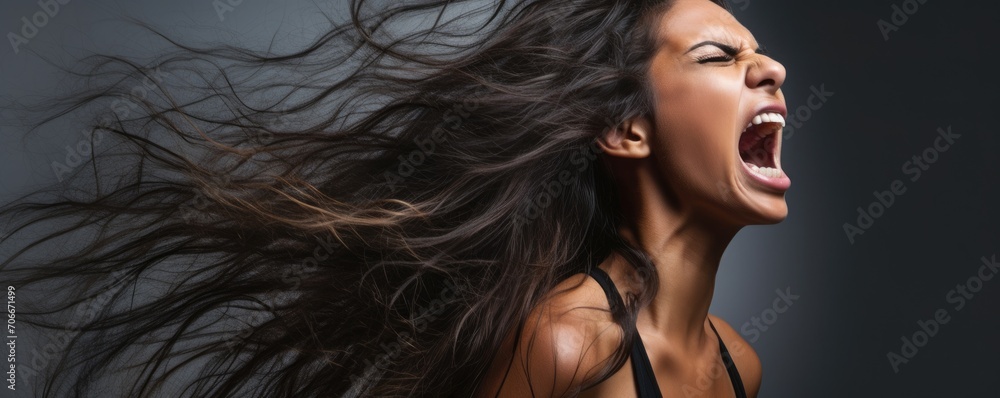 Angry young woman screaming. Anger expression concept Stock Photo | Adobe Stock