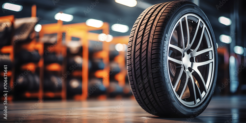 tire changing tyre repair car service shop background banner with copy ...
