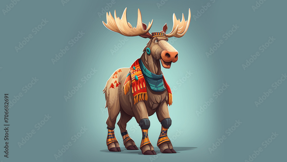 friendly cartoon mascot, full body of a Moose centaur mythical hybrid ...