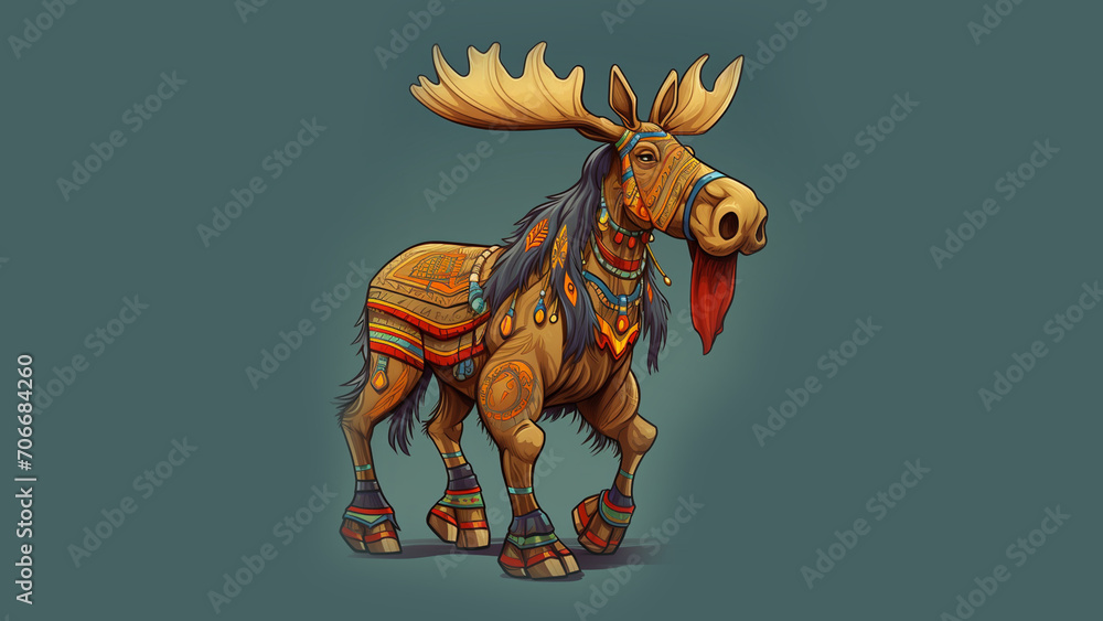 friendly cartoon mascot, full body of a Moose centaur mythical hybrid ...