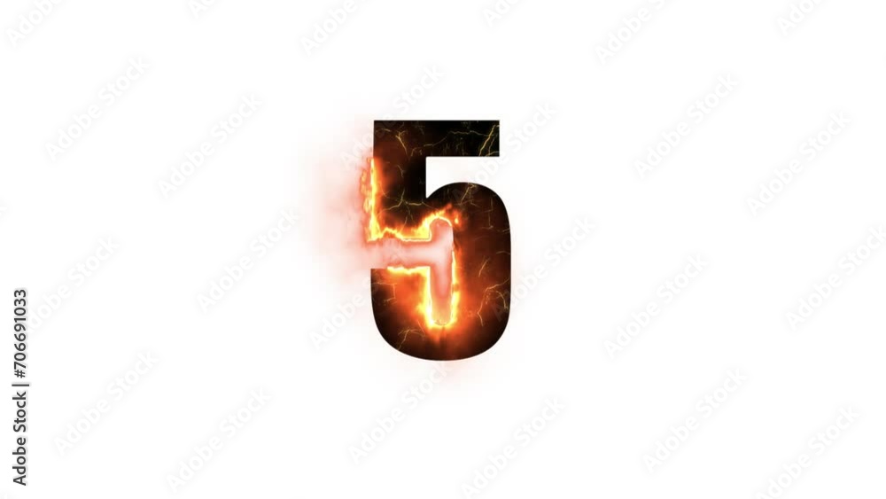 Number 5 is on fire with alpha channel, numbers are on fire, number ...