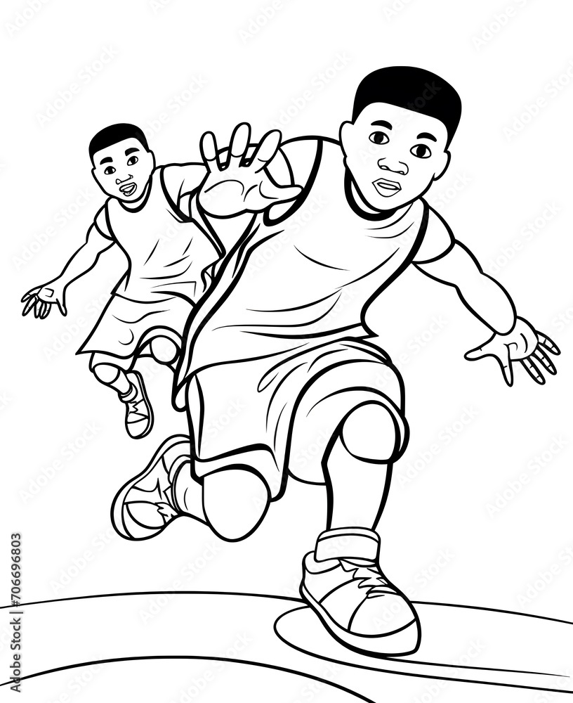 coloring page for kids, euro Step, this is a two-step move where the ...