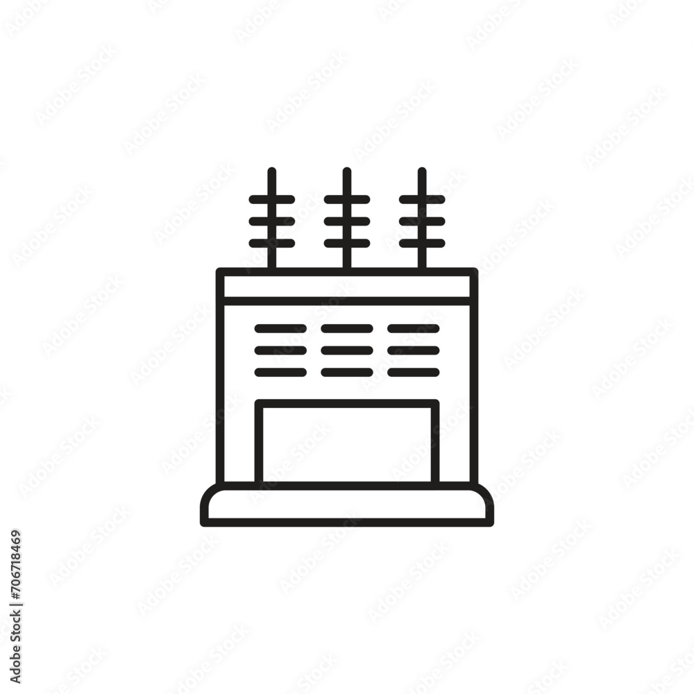 Electric transformer icon, power transformer symbol, isolated on white ...