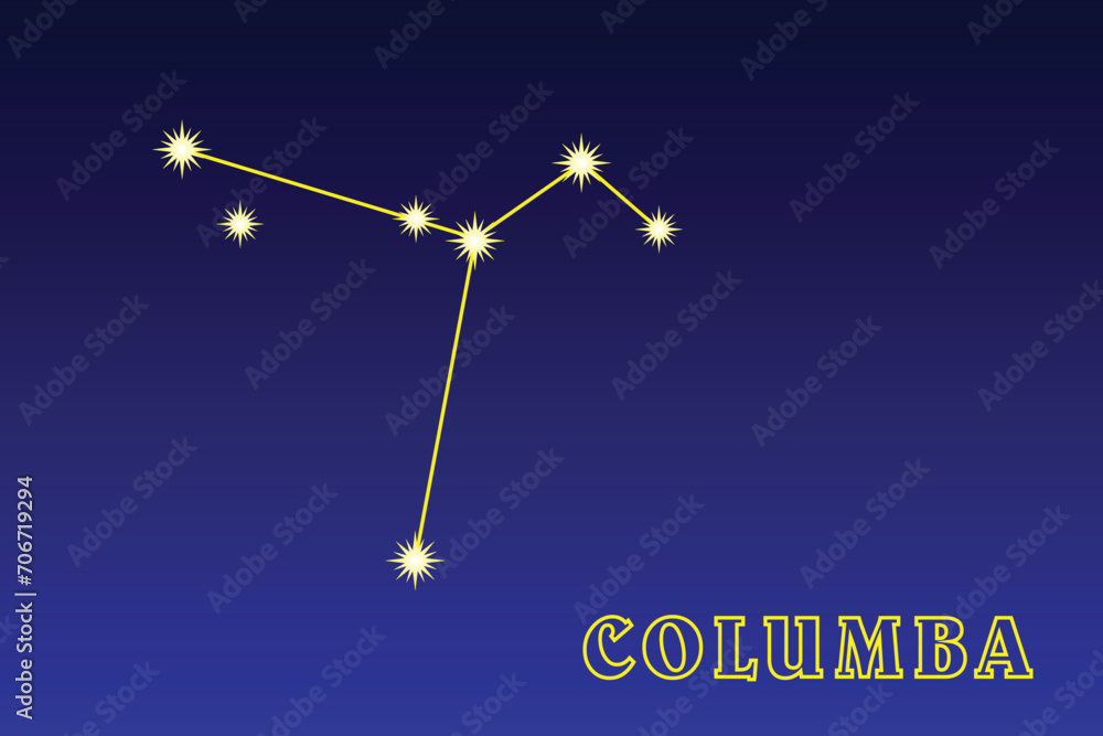 Constellation Columba. Constellation Dove. Constellation of the southern hemisphere of the sky ...