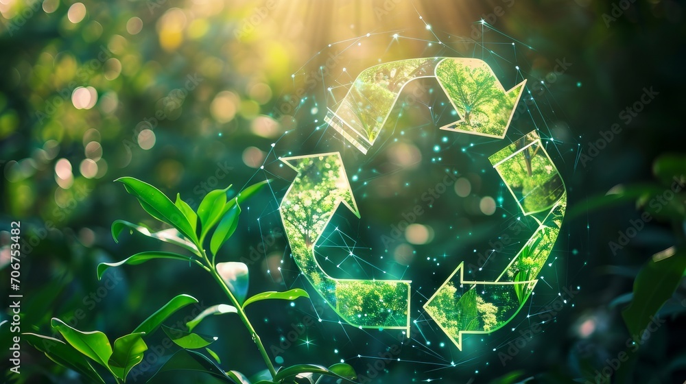 The circular economy icon on nature background in The concept circular ...