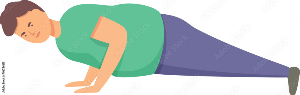 Poster Fat man push ups icon cartoon vector – Wall Art | UkPosters