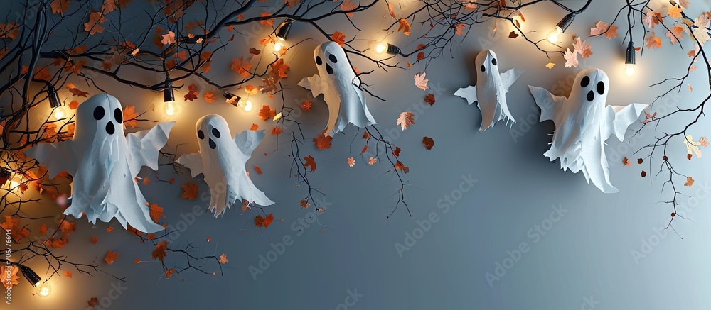 paper craft for kids DIY paper parts ghost for halloween decoration ...