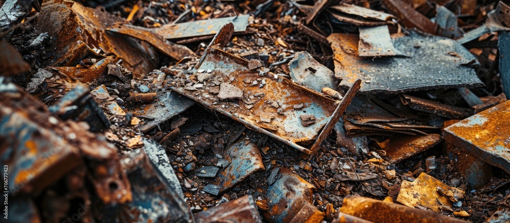 scrapyard recycling center rusty metal waste. with copy space image ...