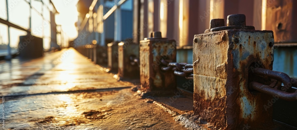 Safe cargo lashing onboard of ship deck with cargo lashing steel ...
