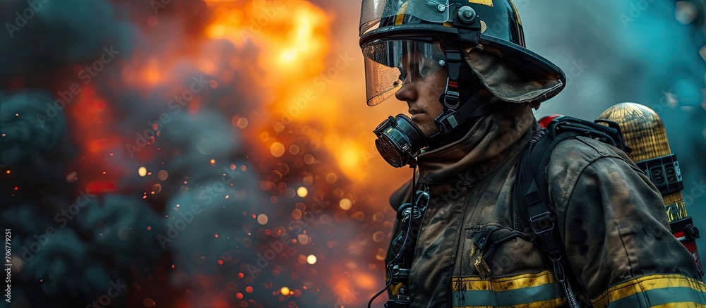 Professional firefighter s posture and expression reflect a sense of ...