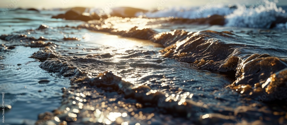 The sea and the beach are polluted with oil A crude oil spill on the ...
