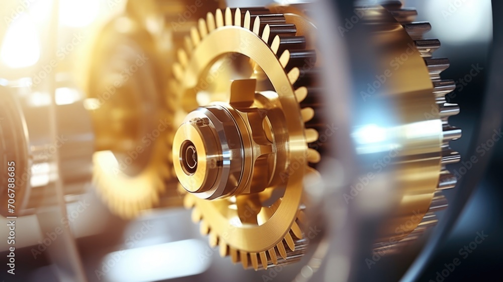 Closeup of the spinning gears and mechanisms inside a wind turbine ...