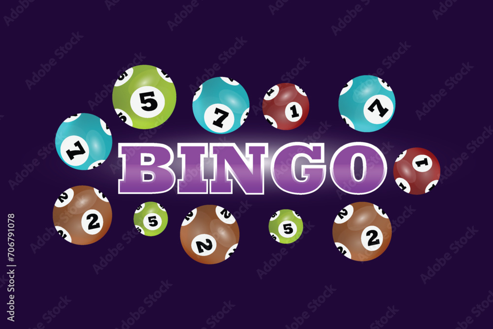 Bingo Winner poster with lottery balls with numbers confetti and golden ...