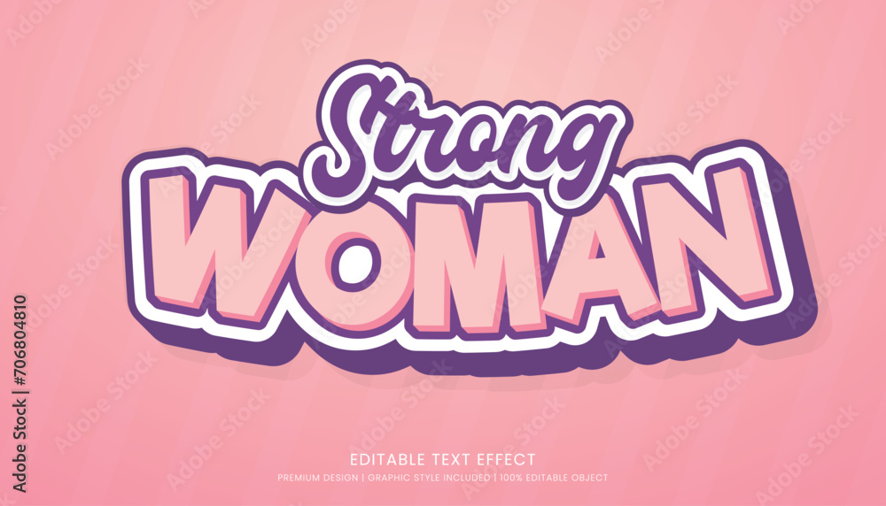 strong woman text effect template editable design for business logo and ...