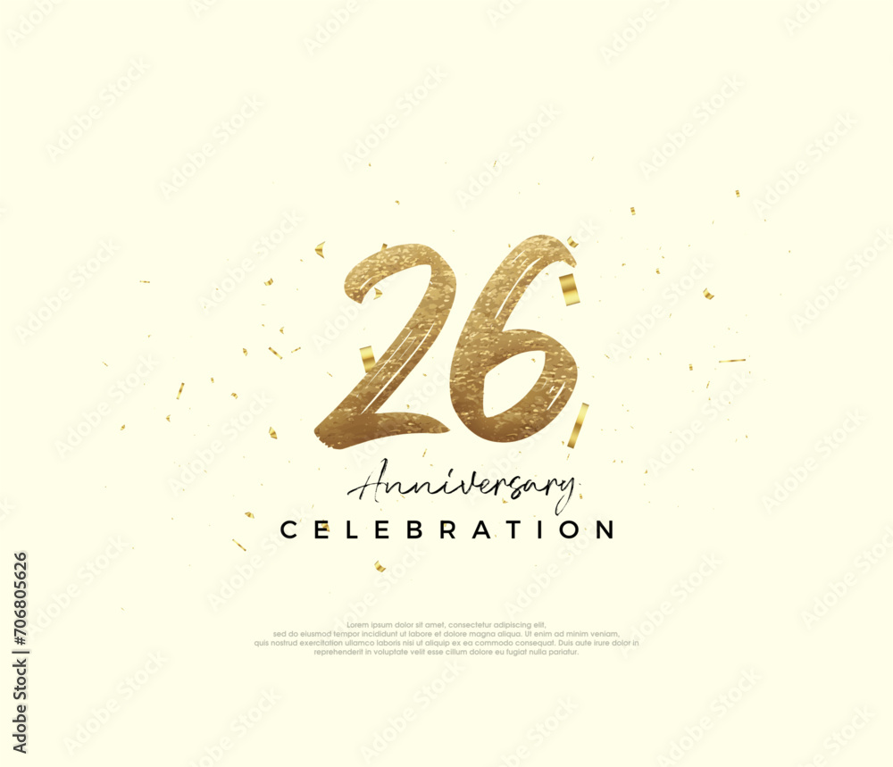26th anniversary celebration, with gold glitter numbers. Premium vector ...