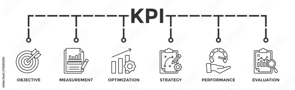 Vetor de KPI banner web icon vector illustration concept for key ...