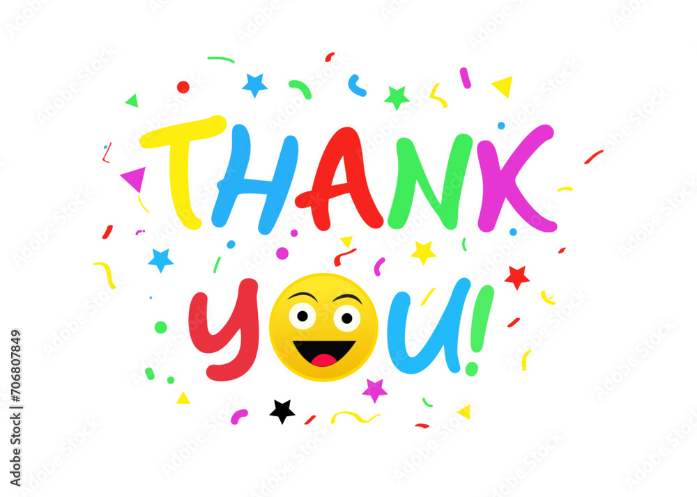 Thank you letter with smiley face emoji Stock Vector | Adobe Stock