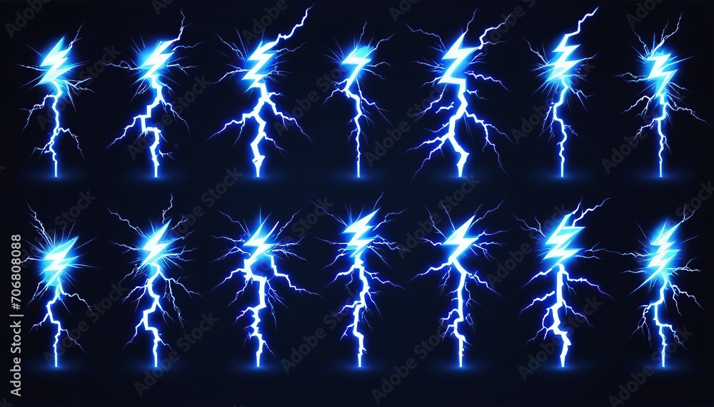 Game Asset Collection: Animated Lightning and Thunderbolt Stock ...
