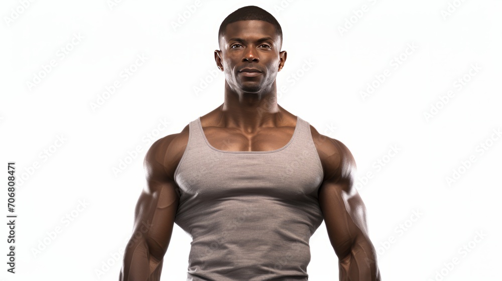 Shirtless muscle black man over white background isolated on white ...
