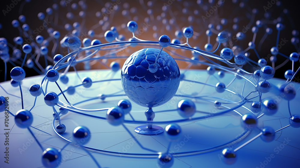 academic atom. An atomic structure model . 3D rendered symbolizing the ...