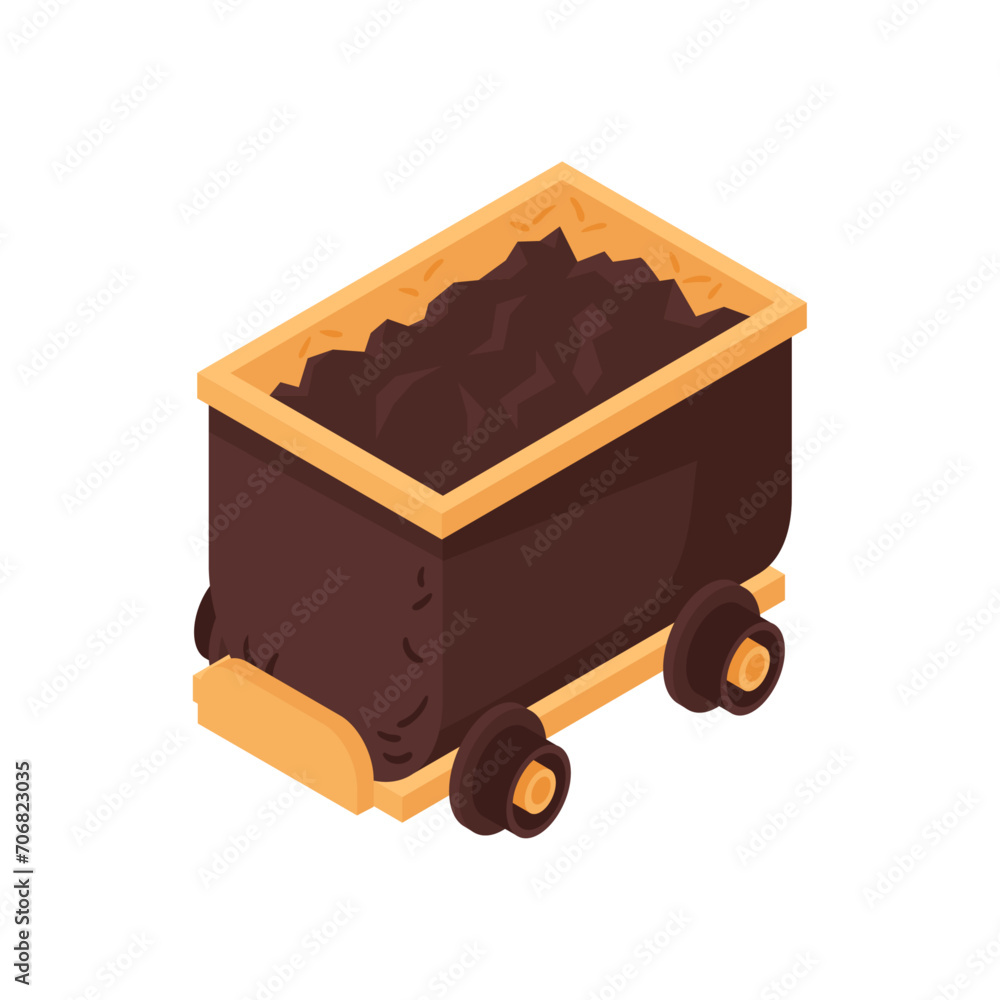vector mine carts cartoon on white background Stock Vector | Adobe Stock