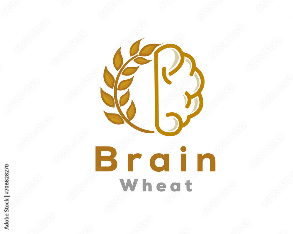 wheat brain nutrition logo icon symbol design template illustration ...