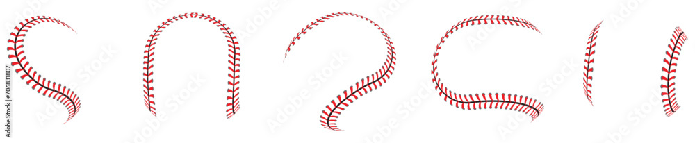 Creative vector illustration of sports baseball ball stitches, red lace ...