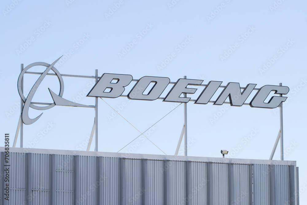 El Segundo, CA, USA - May 10, 2022: Boeing logo is seen at the Boeing ...