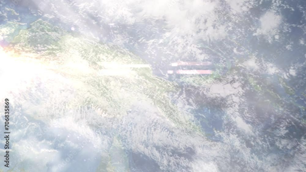 Zoom in from space and focus on Kainantu, Papua New Guinea. 3D ...