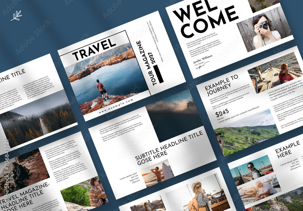 Landscape Travel Magazine Layout Stock Template | Adobe Stock