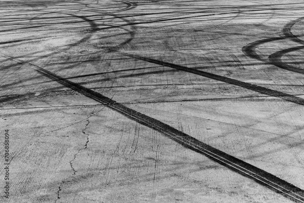 Tire track mark on asphalt tarmac road race track texture and ...