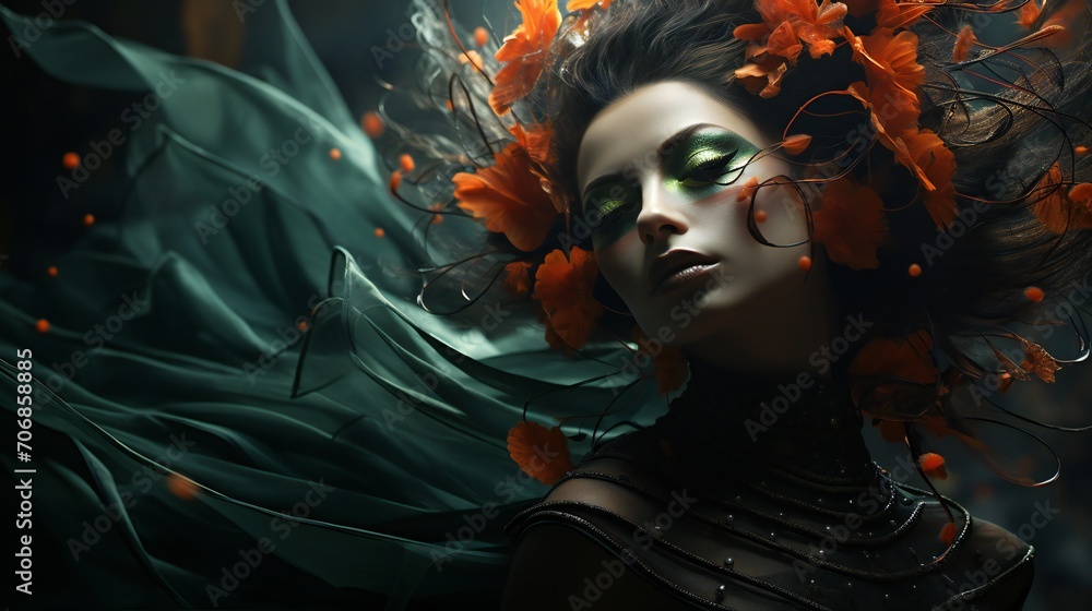 a woman with wisps of wind around her face, symbolizing strength in ...