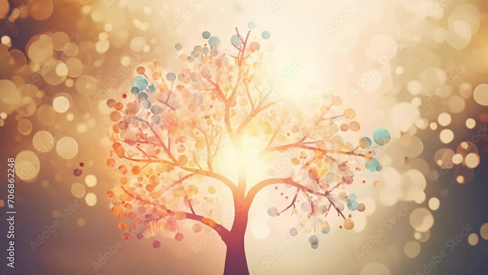 An illustration depicting a family tree with different colored branches ...