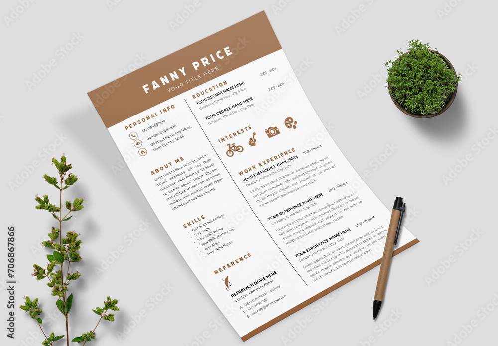 Modern Resume Design Layout Stock Template | Adobe Stock