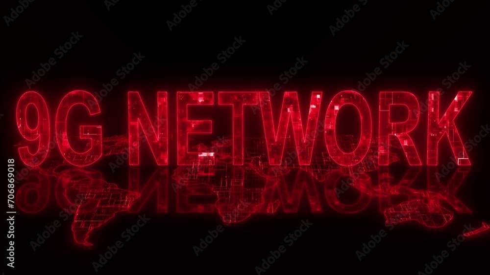 3d 9G network text technology earth map animation red glow Stock 비디오 ...