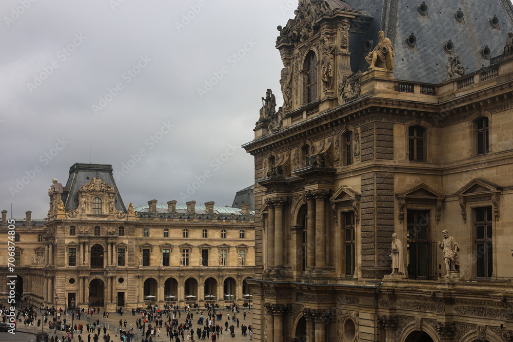 Louvre Museum pyramid. Wide angle photo with this amazing landmark from ...