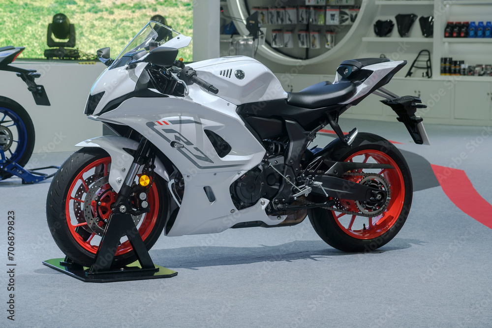 Nonthaburi-Thailand 21 MAR 2023: YAMAHA YZF-R7 white colour version on ...
