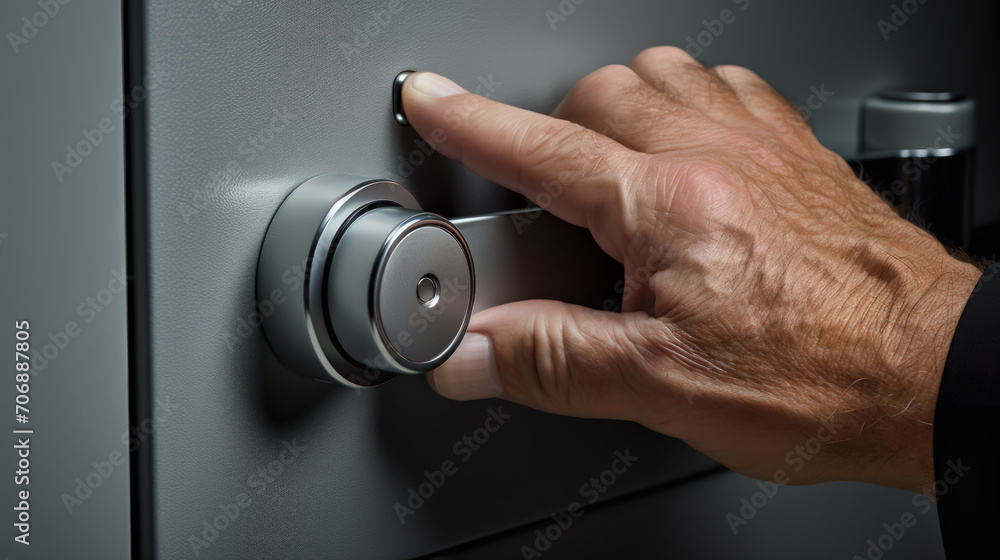 The image portrays heightened security as hands are seen interacting ...