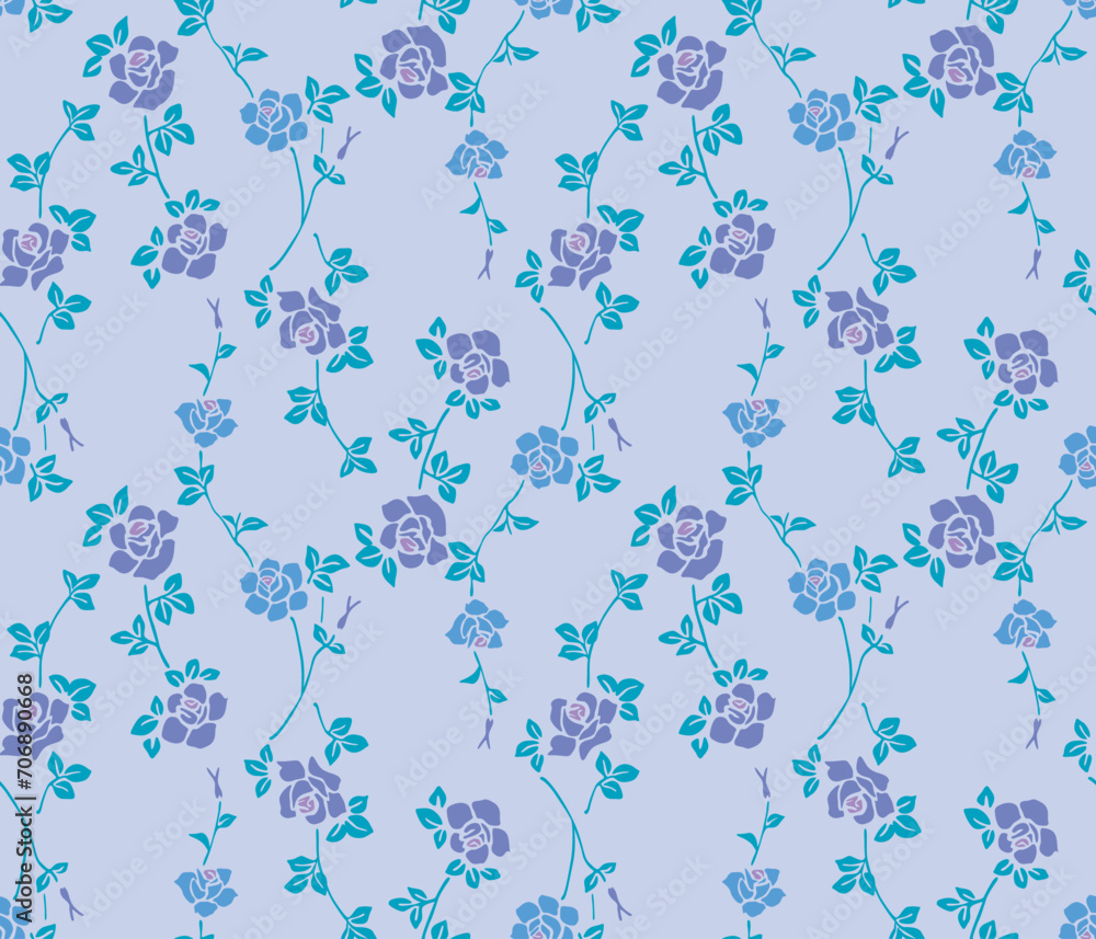 Japanese Rose Leaf Vine Vector Seamless Pattern Stock Vector | Adobe Stock