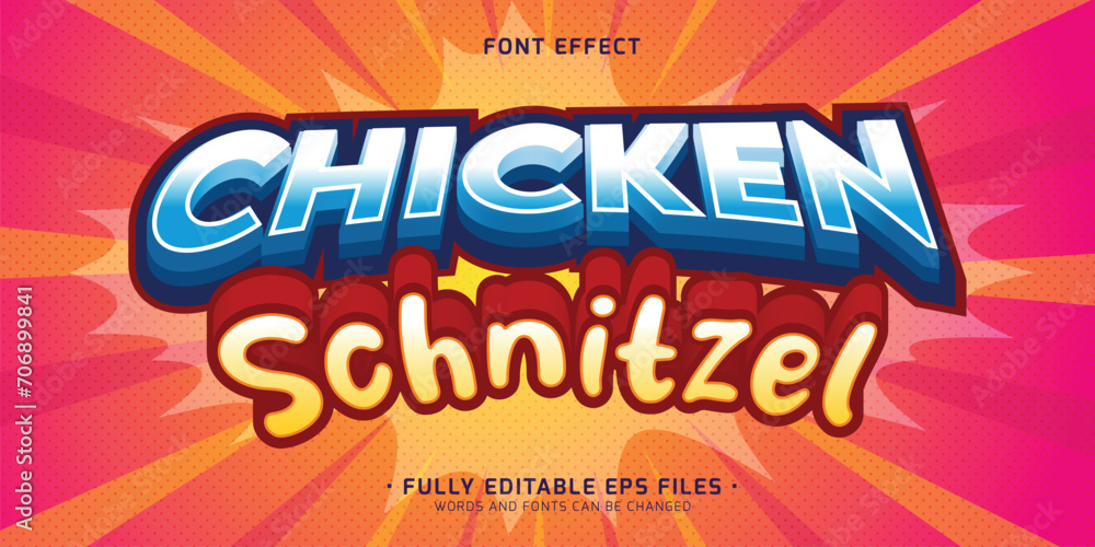 editable vector 3d food menu text effect, colorful font style Stock ...