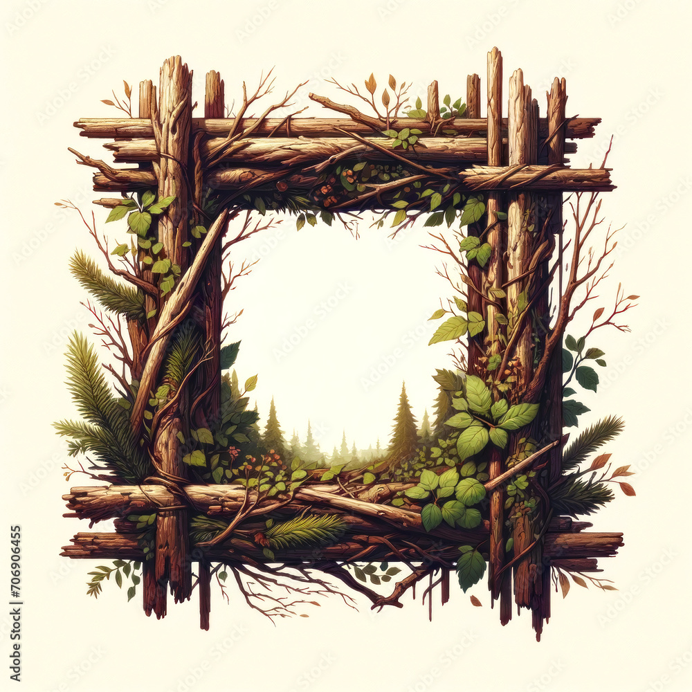 Rustic Wooden Stick Frame with Open Center, Perfect for Nature-Themed ...