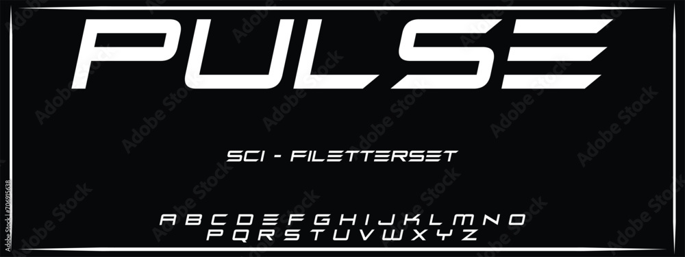 PULSE, Sports minimal tech font letter set. Luxury vector typeface for ...