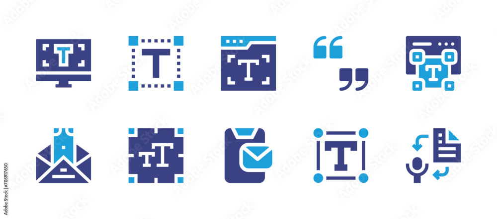 Text Icon Set Duotone Color Vector Illustration Containing Email Marketing Email Text To