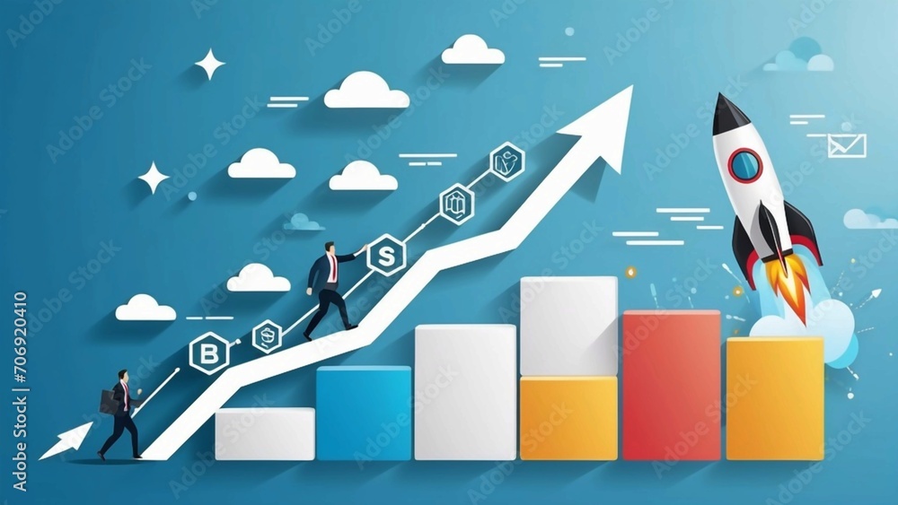 Elevate your business vision with a dynamic chart and arrow, a ...