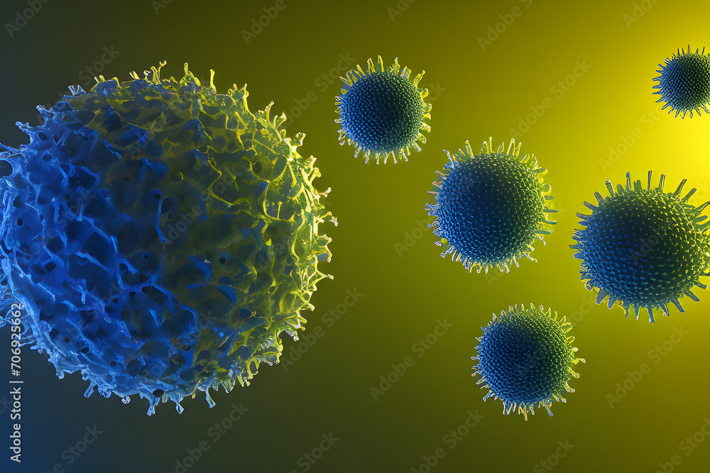 3D render illustrations of Spiky Contagious Bacteria Pathogen Viruses ...