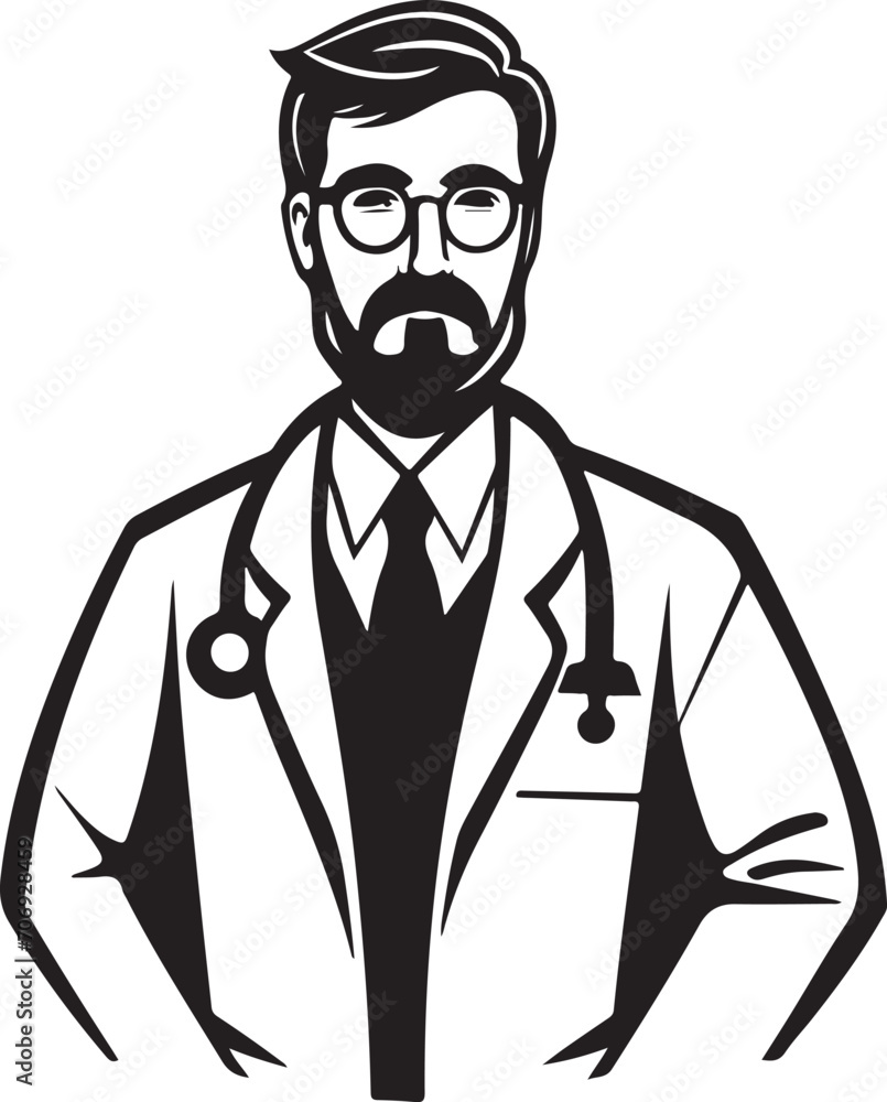 hand drawn sketch of a male doctor outline drawing illustration ...