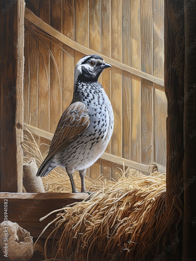 Beautiful Quail in a Rustic Barn: A Charming Scene of Nature and Farm ...