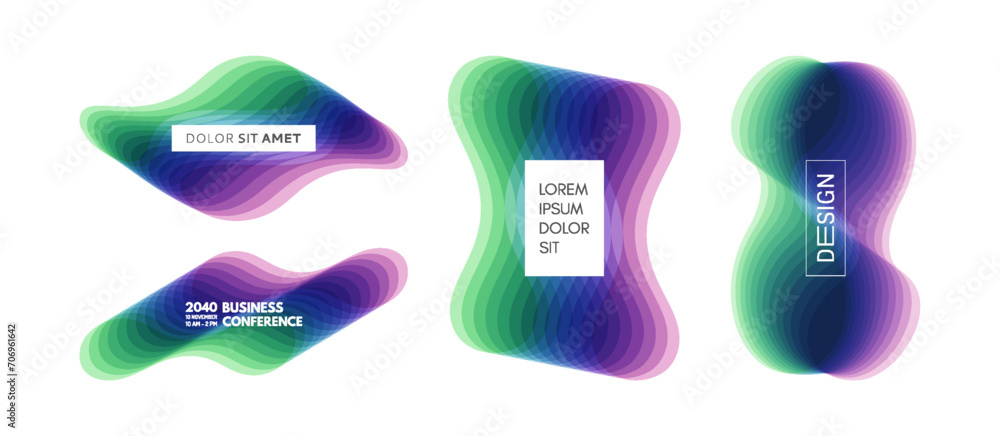 Abstract wavy background with dynamic effect. Vector illustration made of various overlapping ...